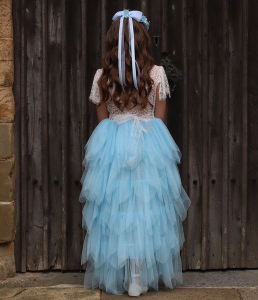 Boho Princess Dress | Sky Blue | UK Flower Girl Boutique