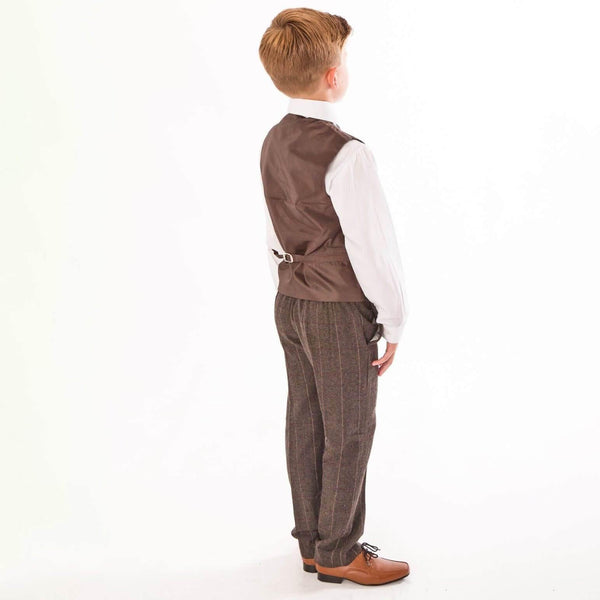 Peaky Rascals - Brown Tweed Check 5 Piece Boys Suit