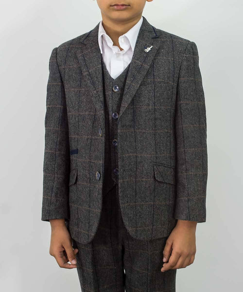 Boys Albert Suit Blue Grey | UK Flower Girl Boutique